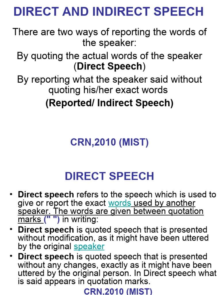 Direct and Indirect Speech | PDF | Languages | Foreign Language Studies
