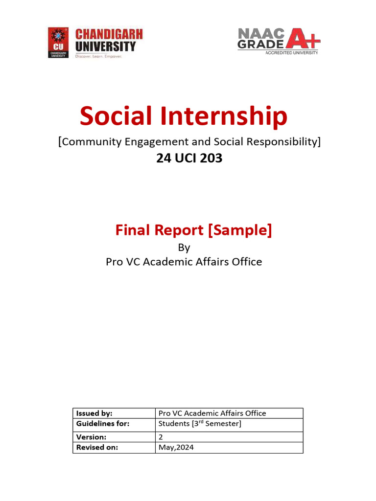 Field Sample Report - Social Internship - V1 - 17th May 2024 | PDF ...