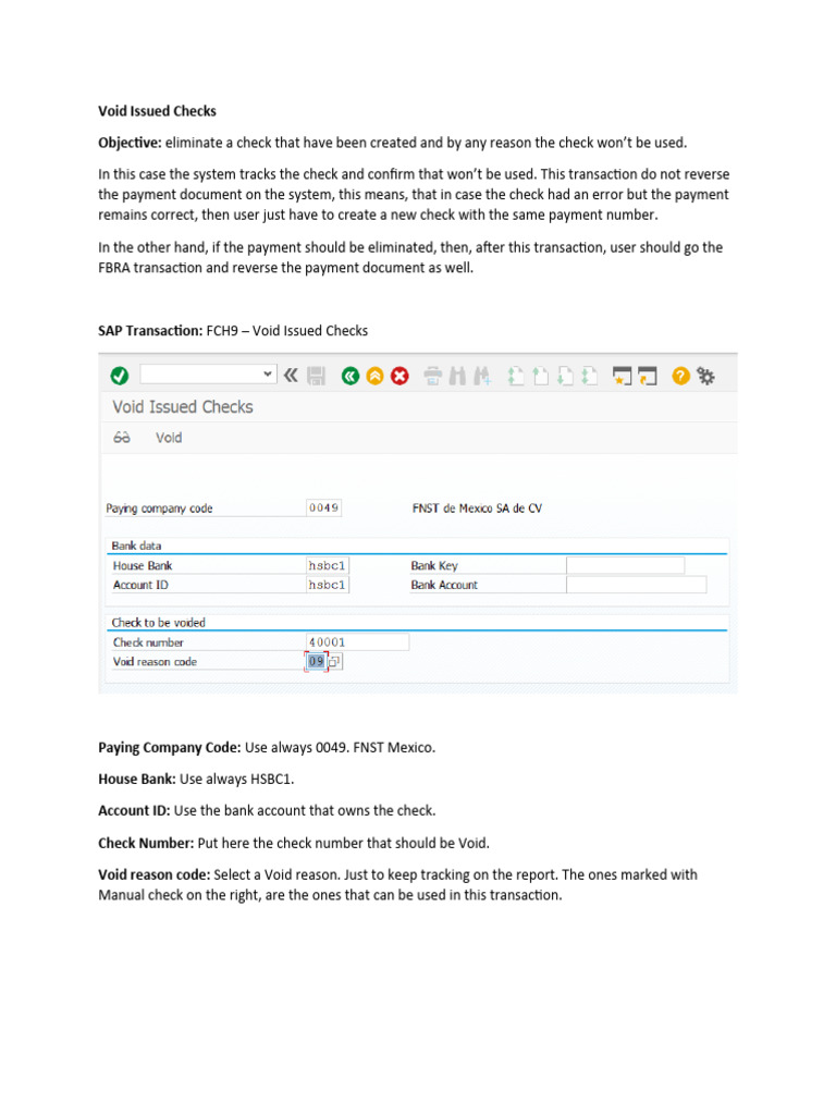 Void Issued Checks Process FCH9 | PDF
