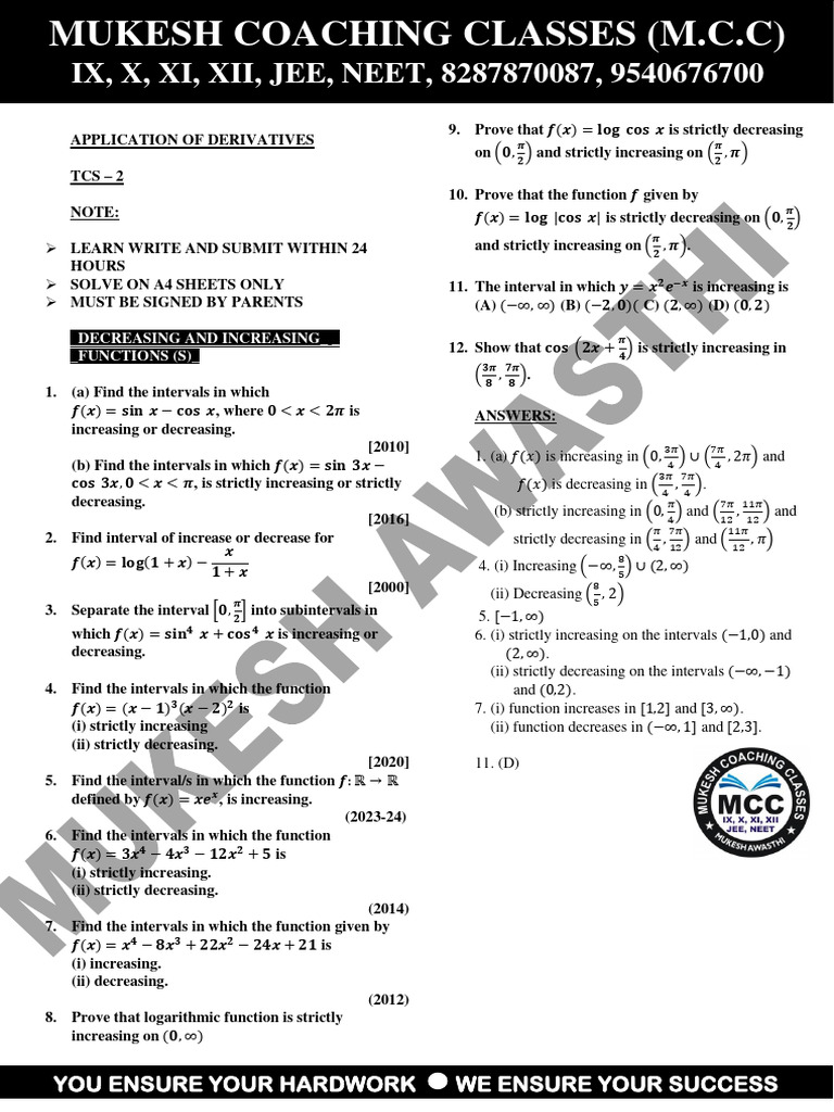 Aod Class-12 TCS-2 (12-7-24) | PDF | Real Analysis | Mathematical Analysis