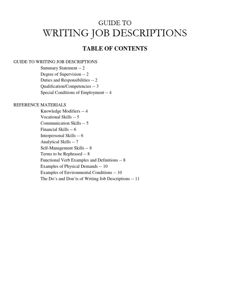Guide To Writing Job Descriptions | PDF | Information | Anatomical ...