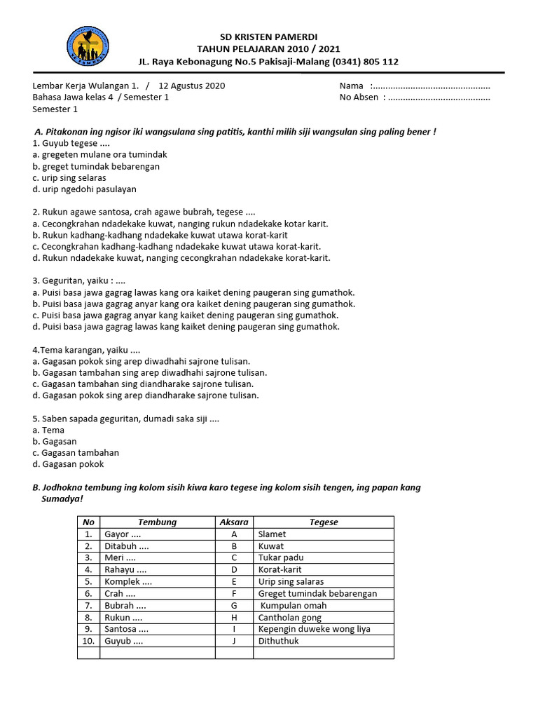 LK B. Daerah Kelas 4 | PDF