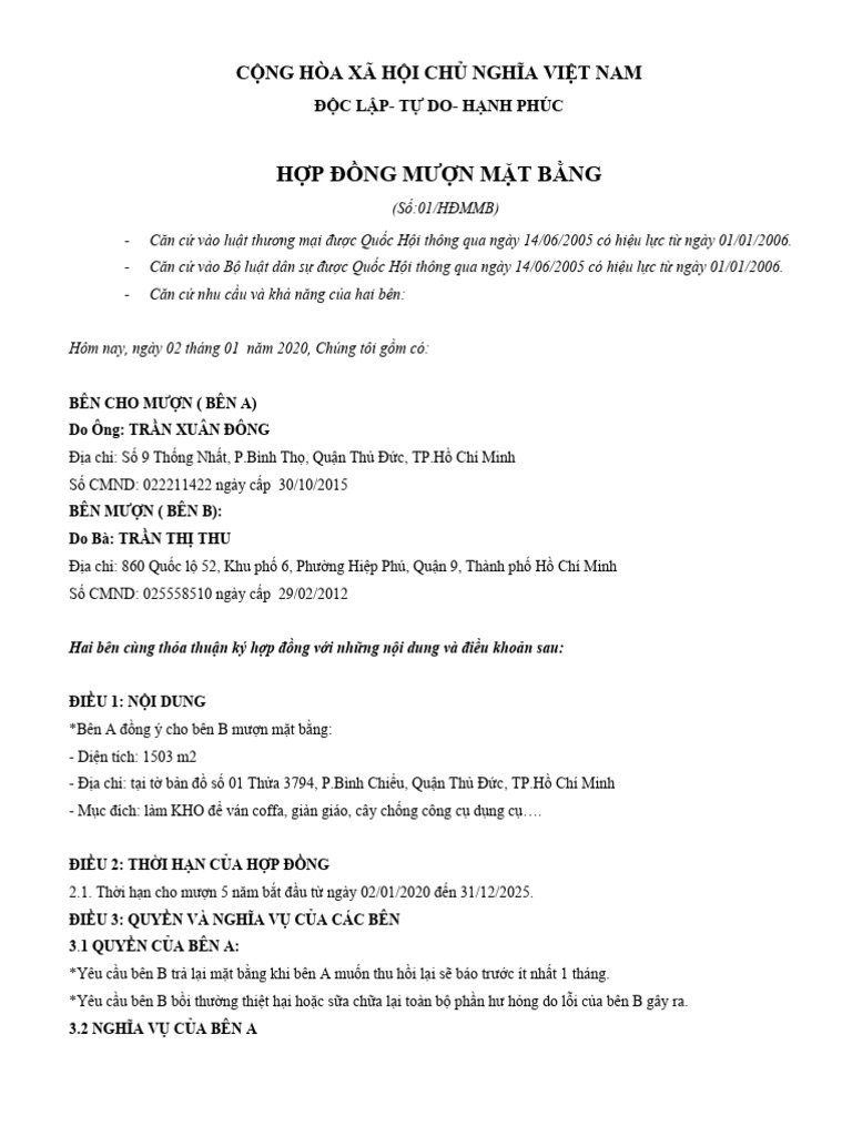 Hop Dong Muon VP | PDF