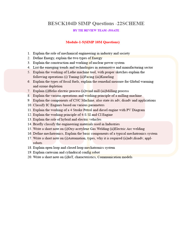 Intro To Mech Vtu Cse 1st Year | PDF | Business | Computers