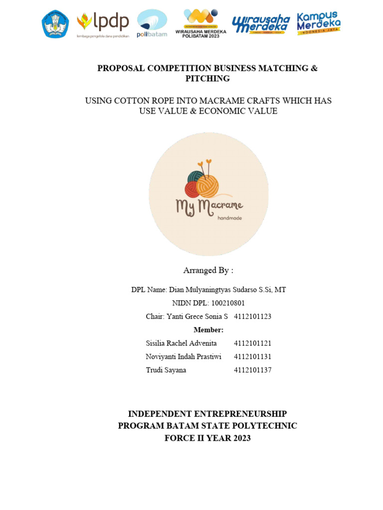 Proposal Final - MY MACRAME | PDF | Market Segmentation | Brand