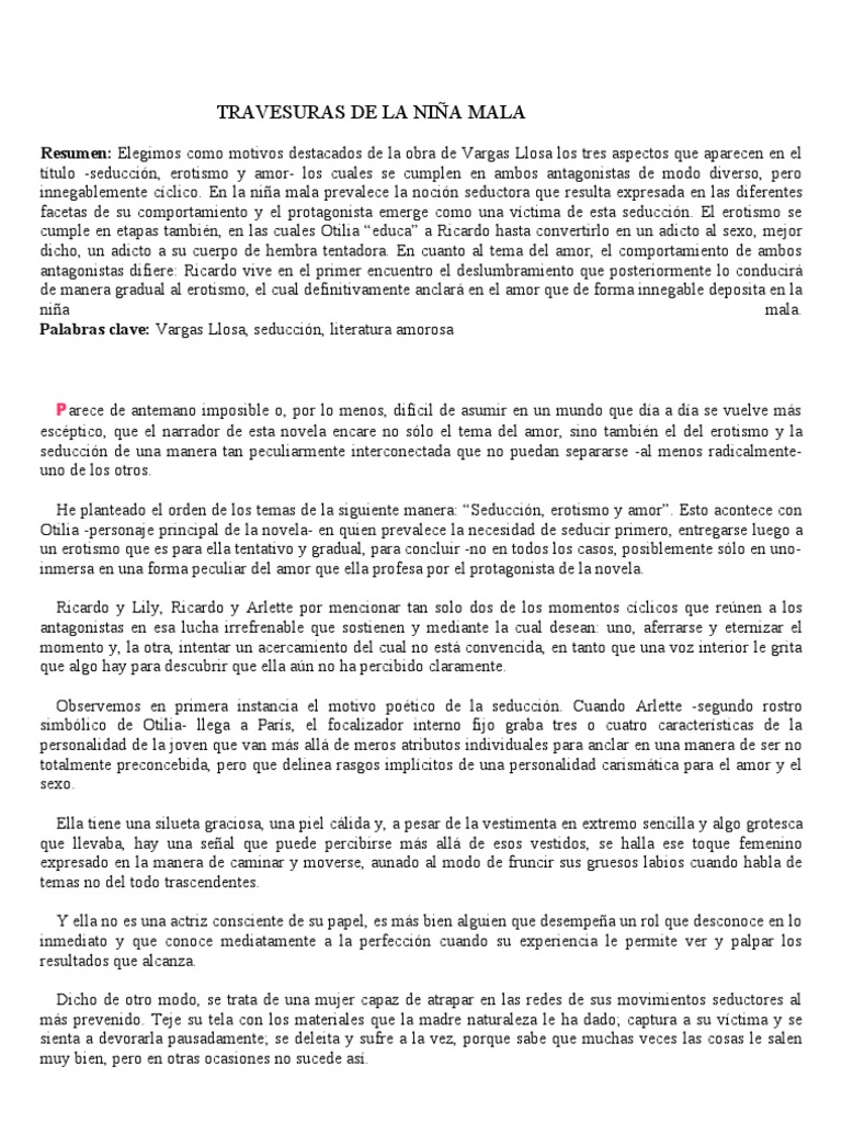 TRAVESURAS DE LA NIÑA MALA - Resumen Total | PDF