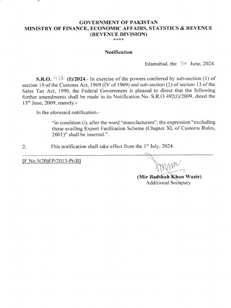 Sro 932 (I) - 2024 30 6 2024 | PDF