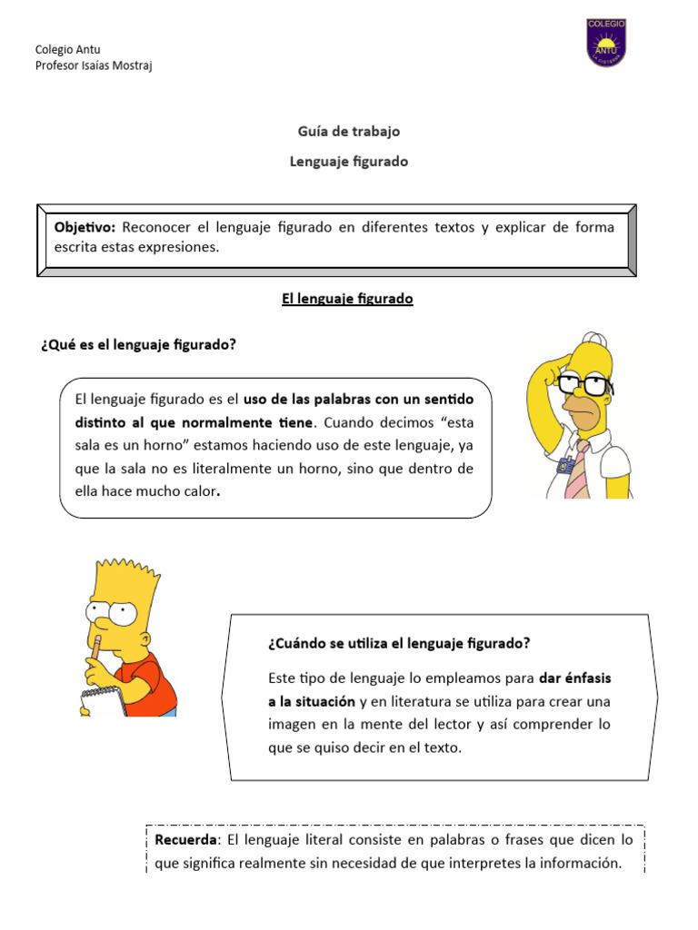 Lenguaje Figurado 6° | PDF | Artes del Lenguaje y Comunicación ...