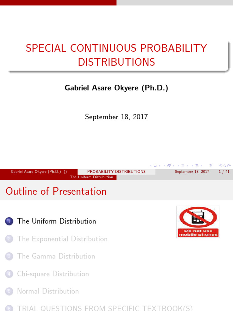 Special Continuous Probability Distributions | PDF | Probability Distribution | Chi Squared ...