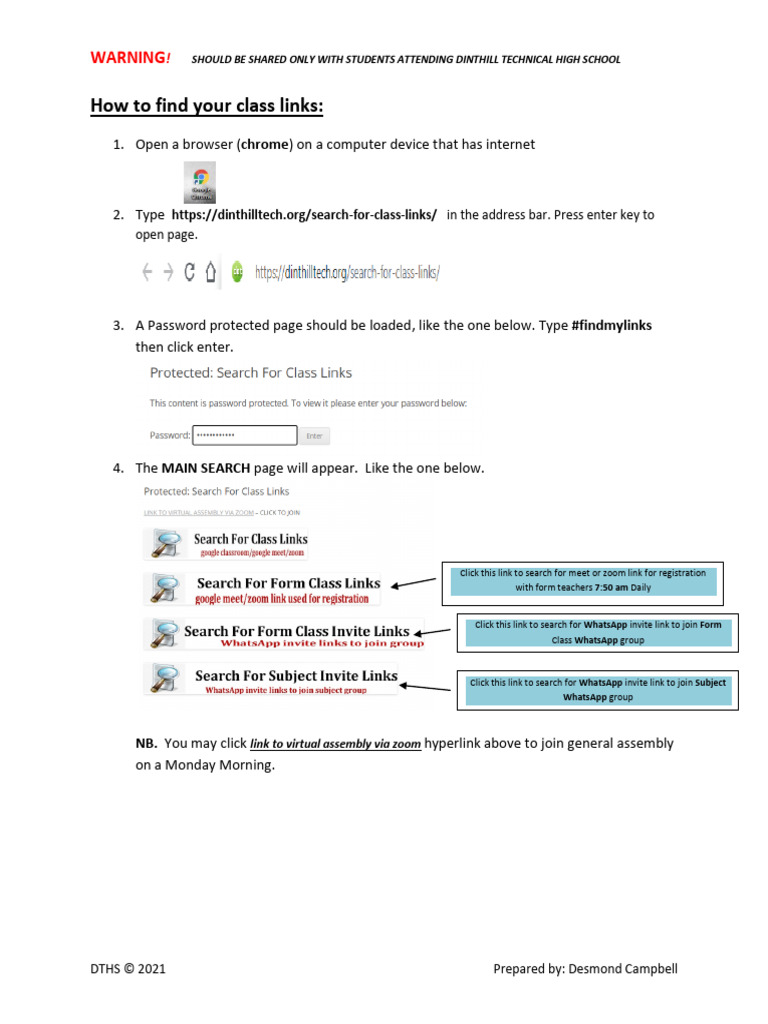 How To Find Your Class Links For Virtual School - Dths | PDF ...