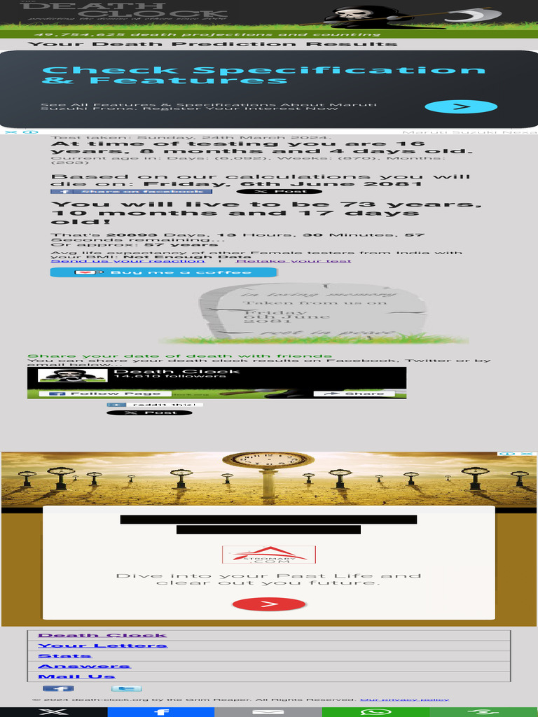 Death Clock Prediction Results | PDF