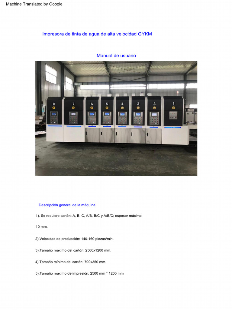 Manual Operacional Imp 3 | PDF | Rodamiento (Mecánico) | Papel