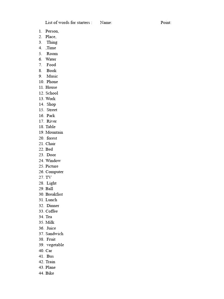 Essential Vocabulary Word List | PDF