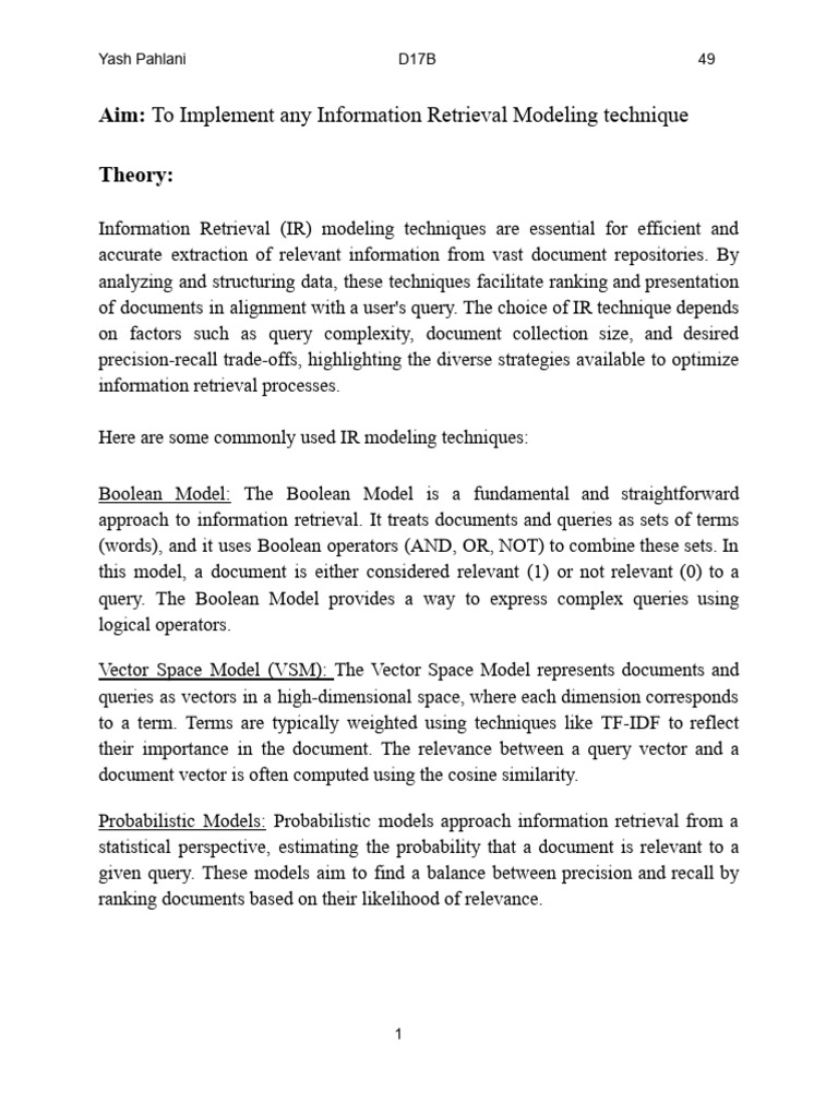 Information Retrieval Practical | PDF | Information Retrieval