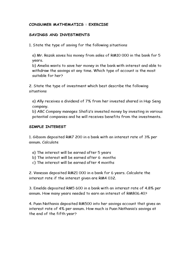 Consumer Mathematics Form 3 | PDF | Credit Card | Interest