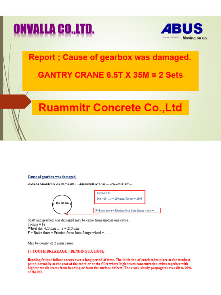 Report Cause of Gearbox Was Damaged | PDF | Fatigue (Material) | Fracture