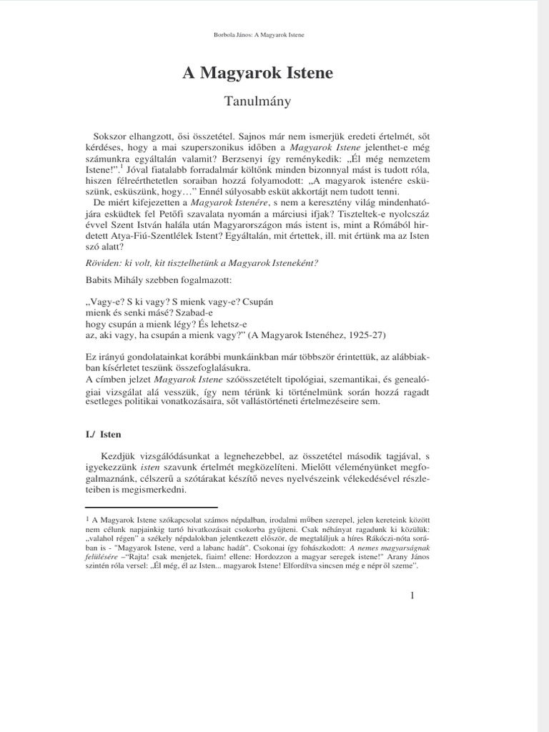 Borbola János - A Magyarok Istene | PDF