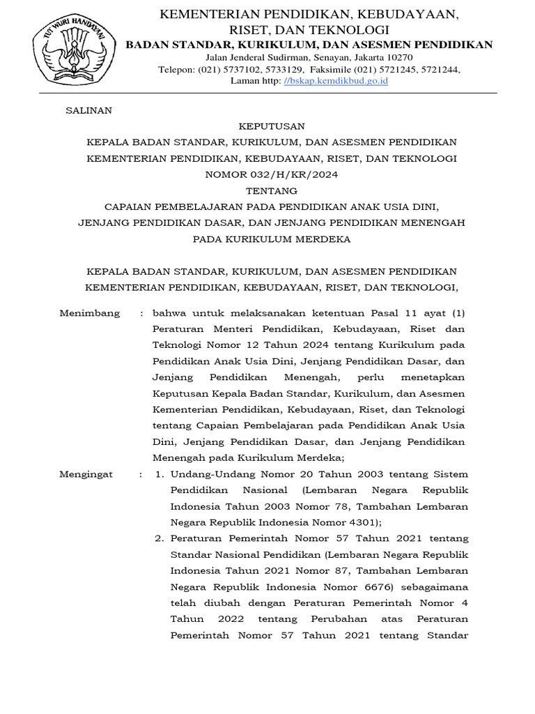 BSKAP-2024-32 Capaian Pembelajaran PDM Pada Kurikulum Merdeka Edit | PDF