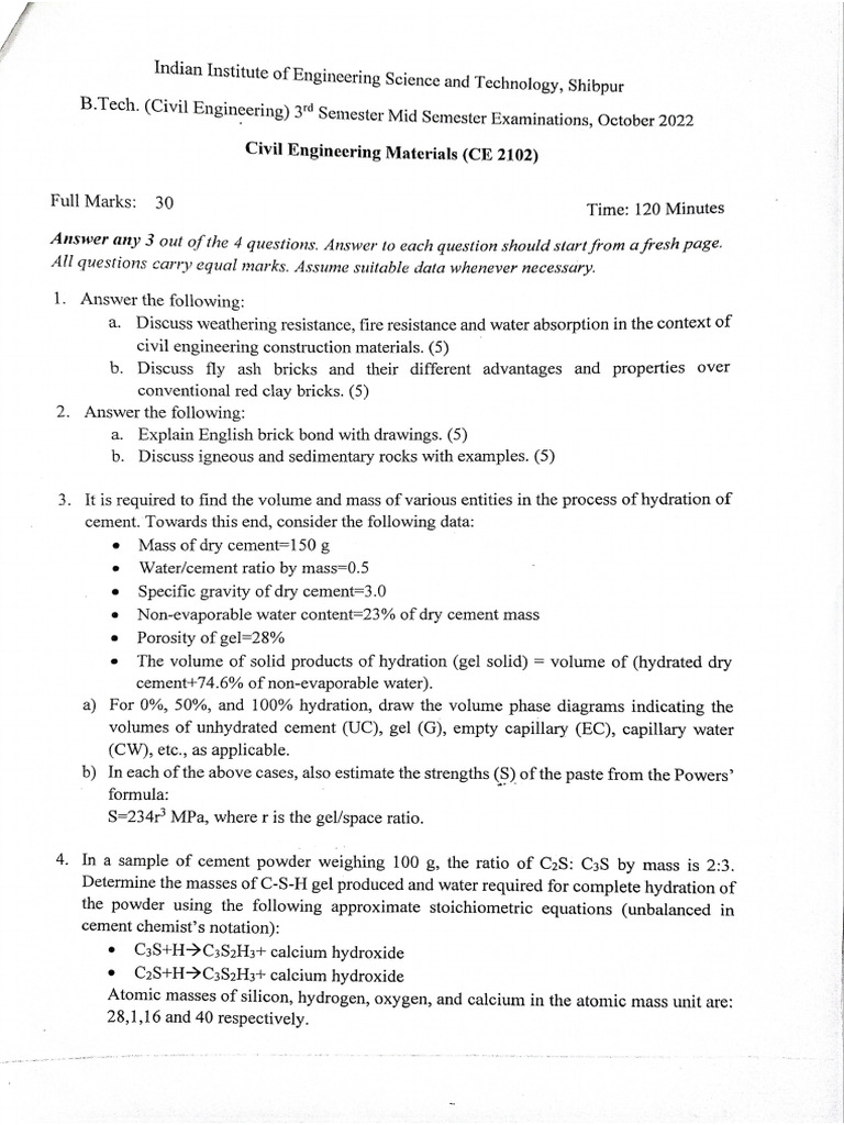 CE Materials - Midsem-2022 | PDF
