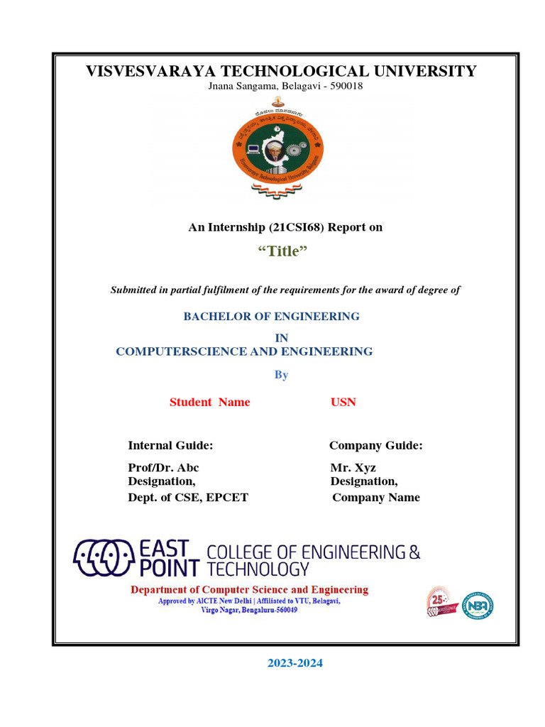 6th Sem First Two Sheets Internship Report Template 2023_2024 | PDF