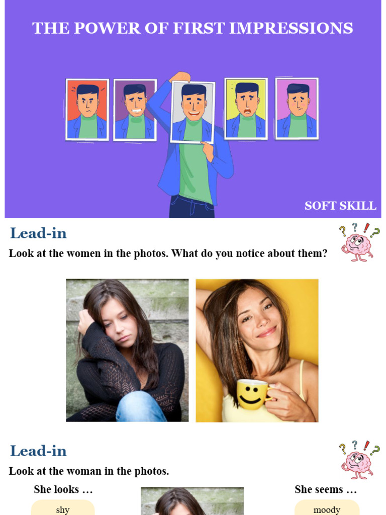 W1+2.The Power of First Impressions | PDF | Body Language | Nonverbal Communication