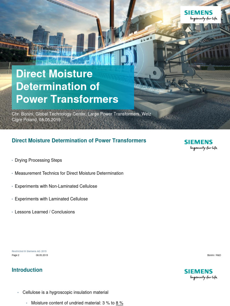 Direct Moisture Determination of Power Transformers | PDF | Transformer | Humidity