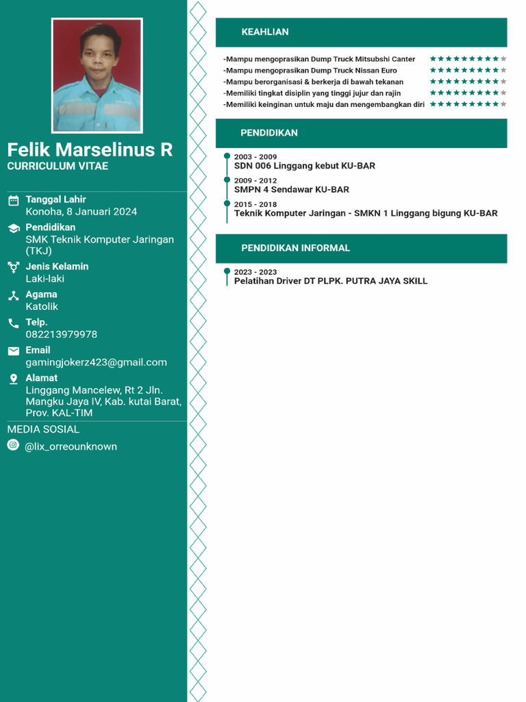 cv atau resume pt karya putra borneo (2) | PDF