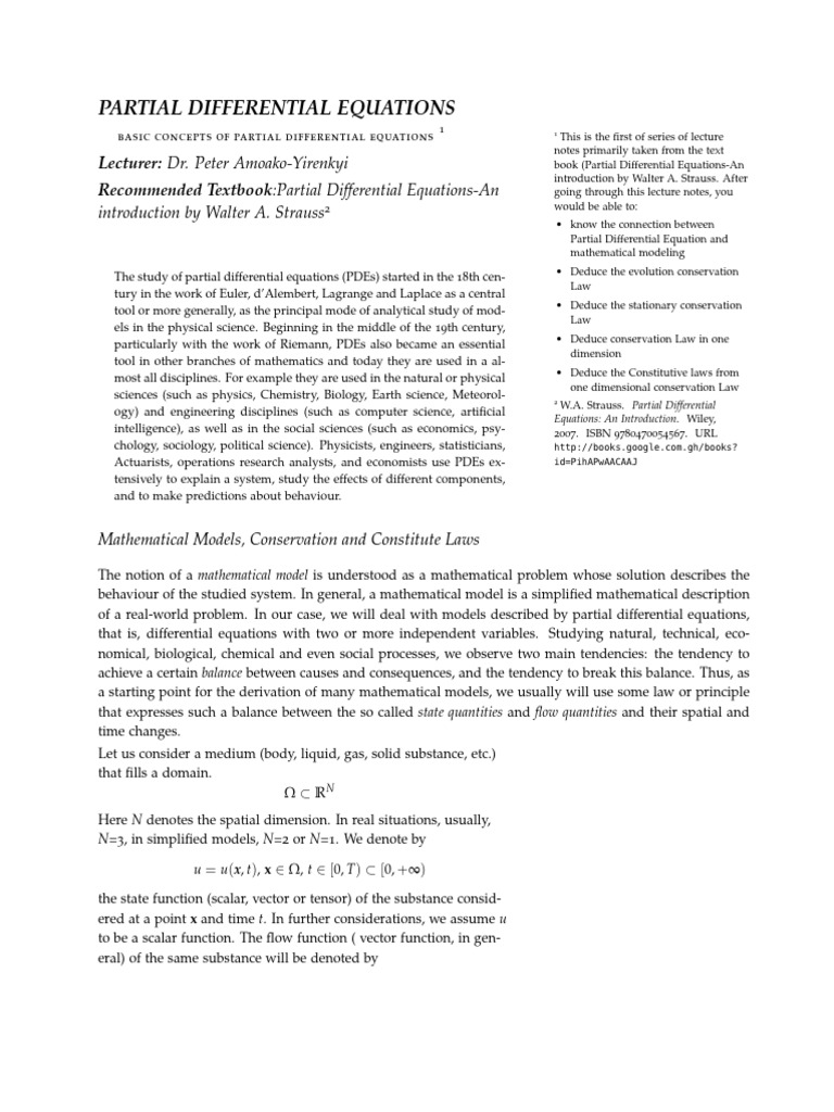 1.0.Basic_Notion_of_PDEs(1) | Download Free PDF | Diffusion | Heat