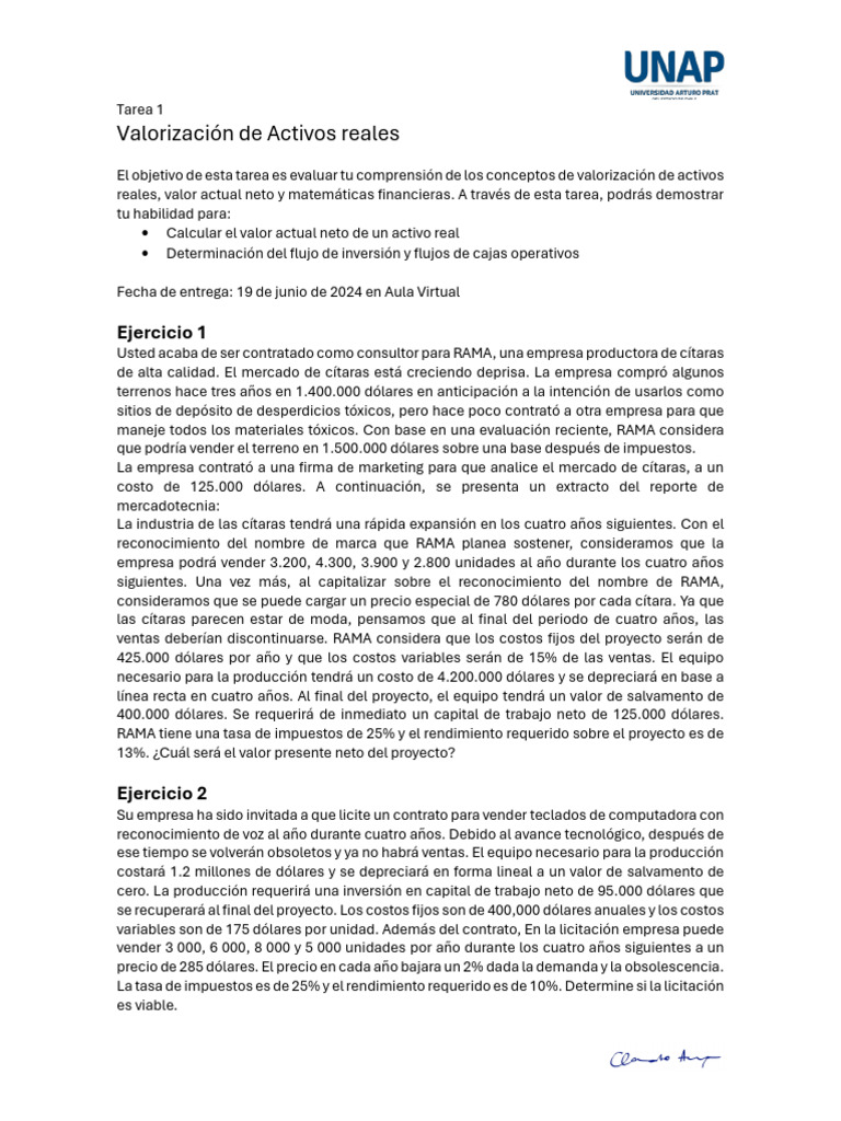TAREA 1 Valorizacion Activos Reales | PDF | Granja eólica | Business