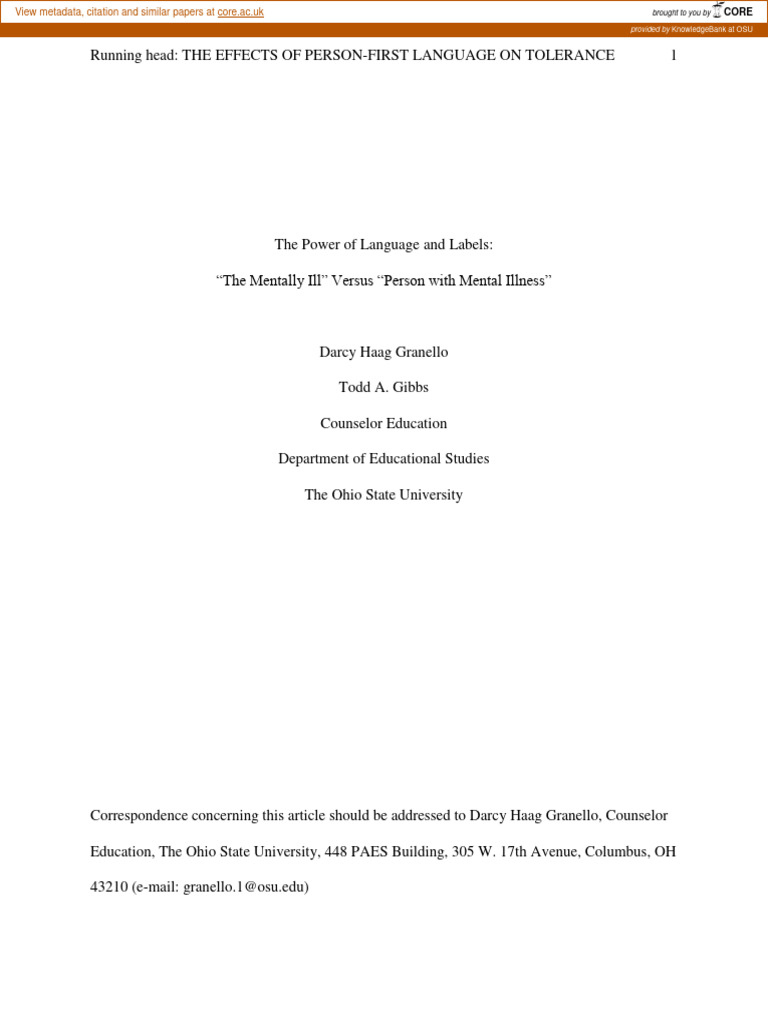 The Power of Language and Labels - "The Mentally Ill" VS. "Person With ...