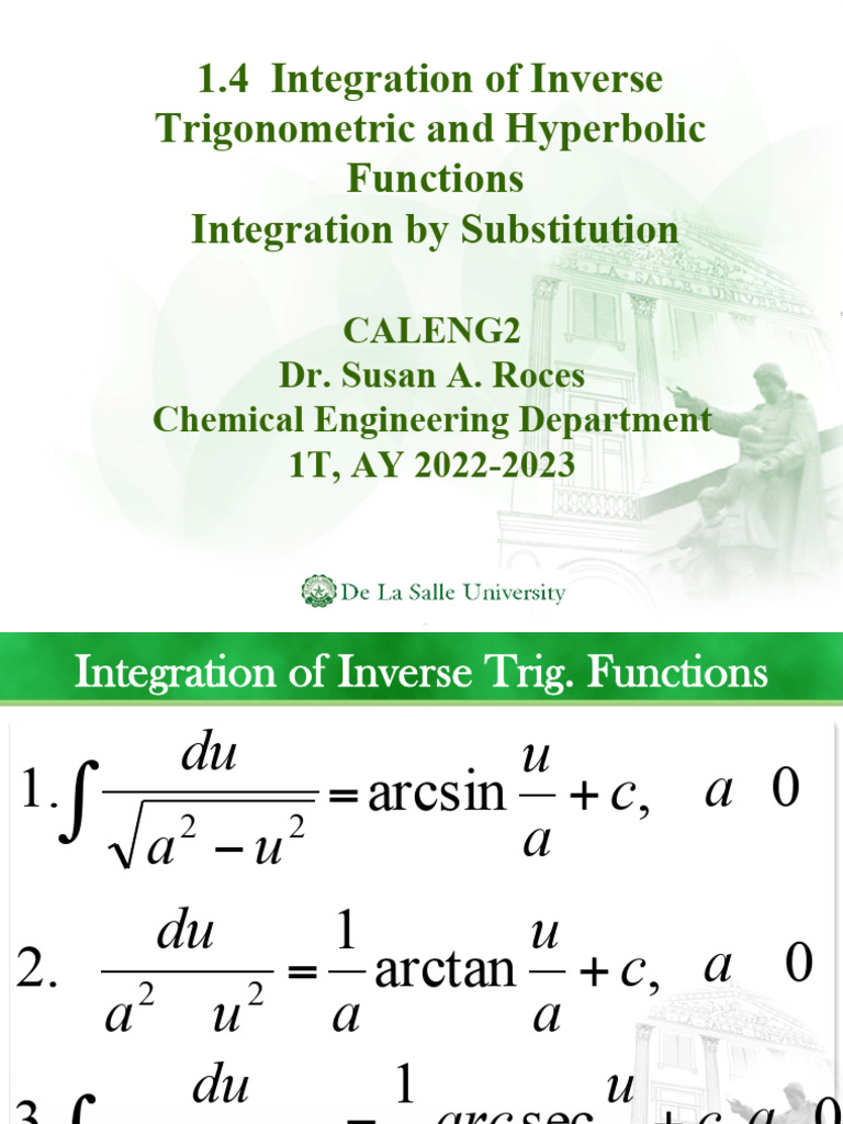 I.4 Integration of Inverse Trig. and Hyperbolic Functions, by ...