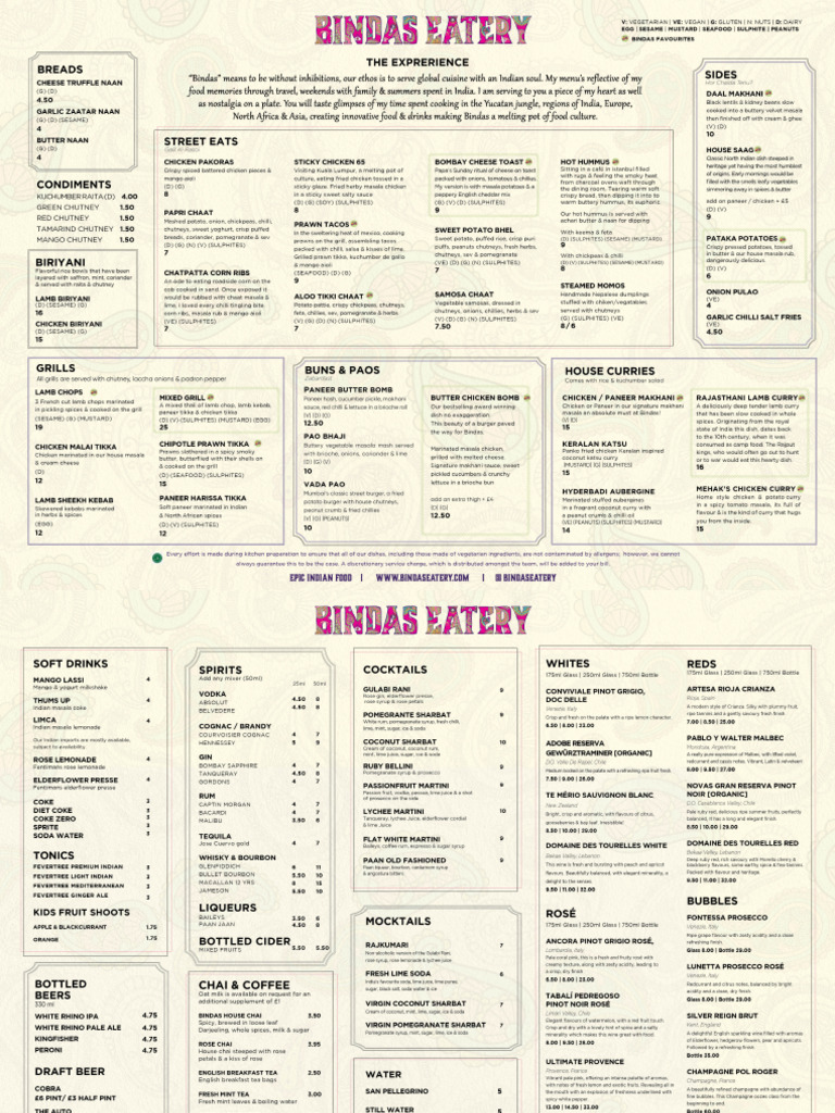 Bindas Eatery Menu Jan 2024 | PDF