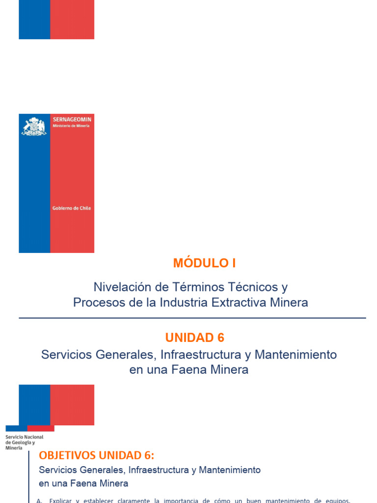 Módulo 1 Unidad 6 - Servicios Generales, Infraestructura y Mantenimiento en Una Faena Minera ...