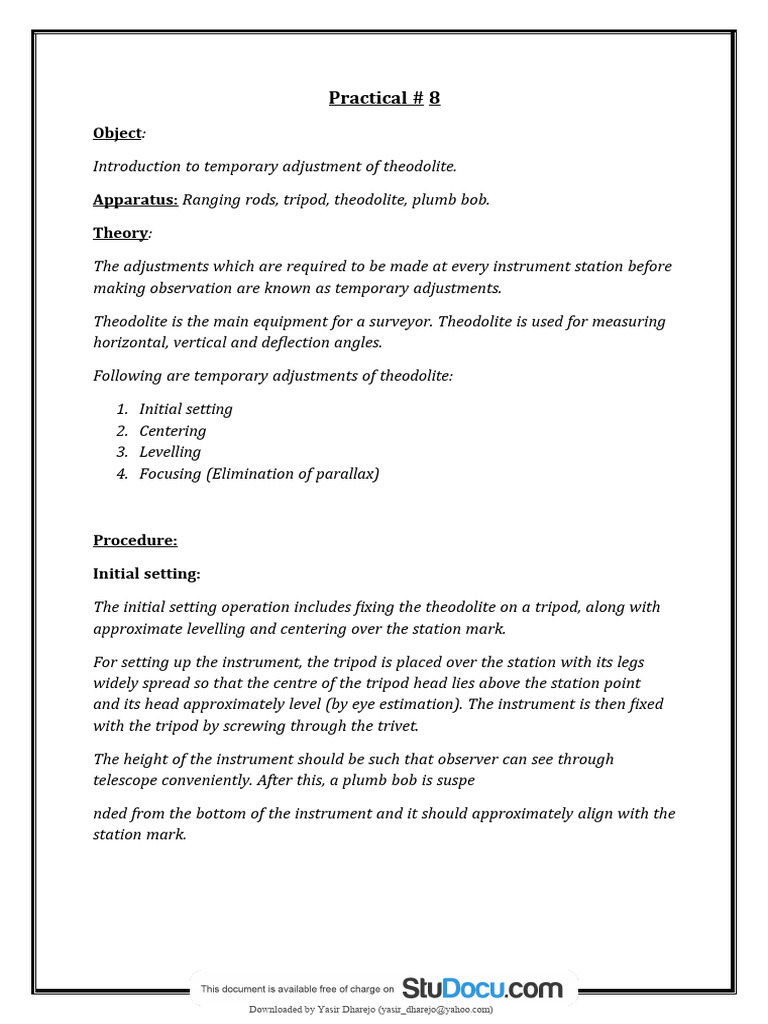 8 Object-Is-Temporary-Adjustment-Of-Theodolite | PDF | Optical Devices ...