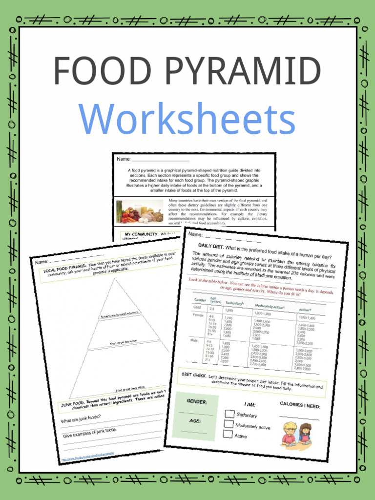 Sample Food Pyramid Worksheets | PDF | Foods | Fat