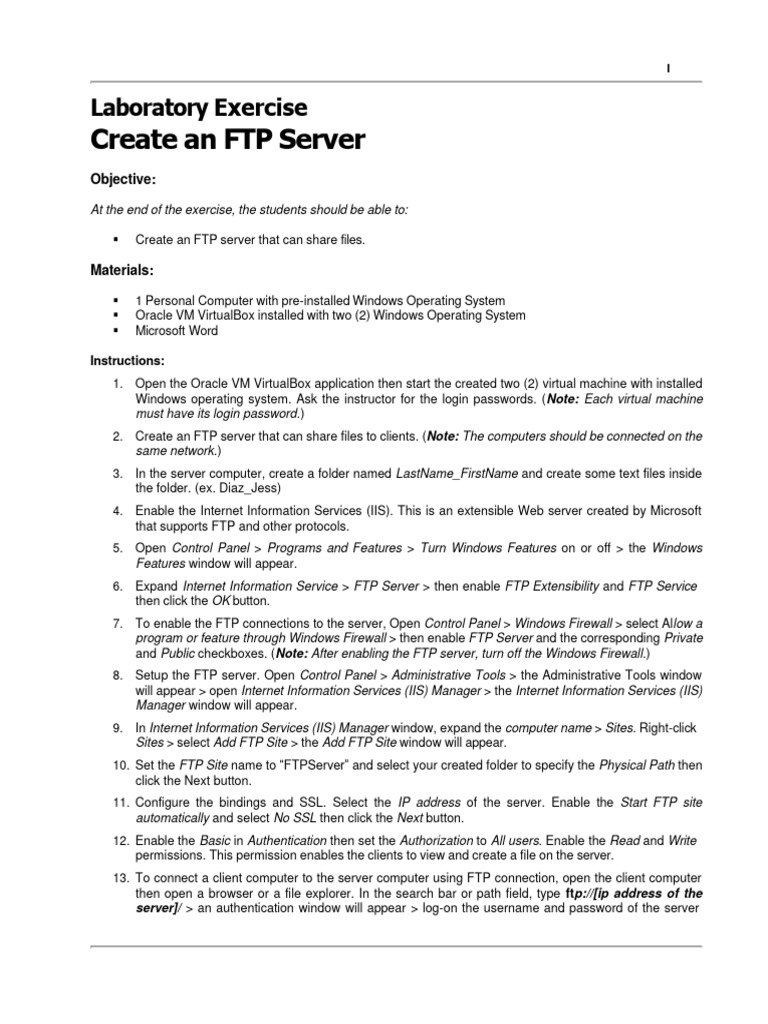 07 Laboratory Exercise 1 - 2 | PDF | File Transfer Protocol | Internet ...