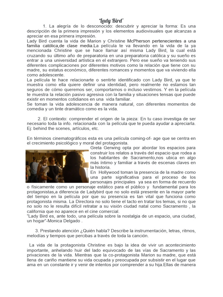 ‘Lady Bird’ Analisis | PDF
