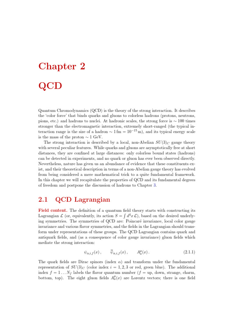 QCD Lagrangian | PDF | Quantum Chromodynamics | Hadron