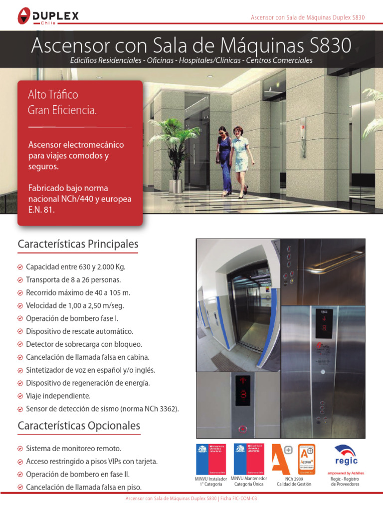 Ascensor-Duplex-S830 | PDF | Ascensor | Ingeniería de Edificación