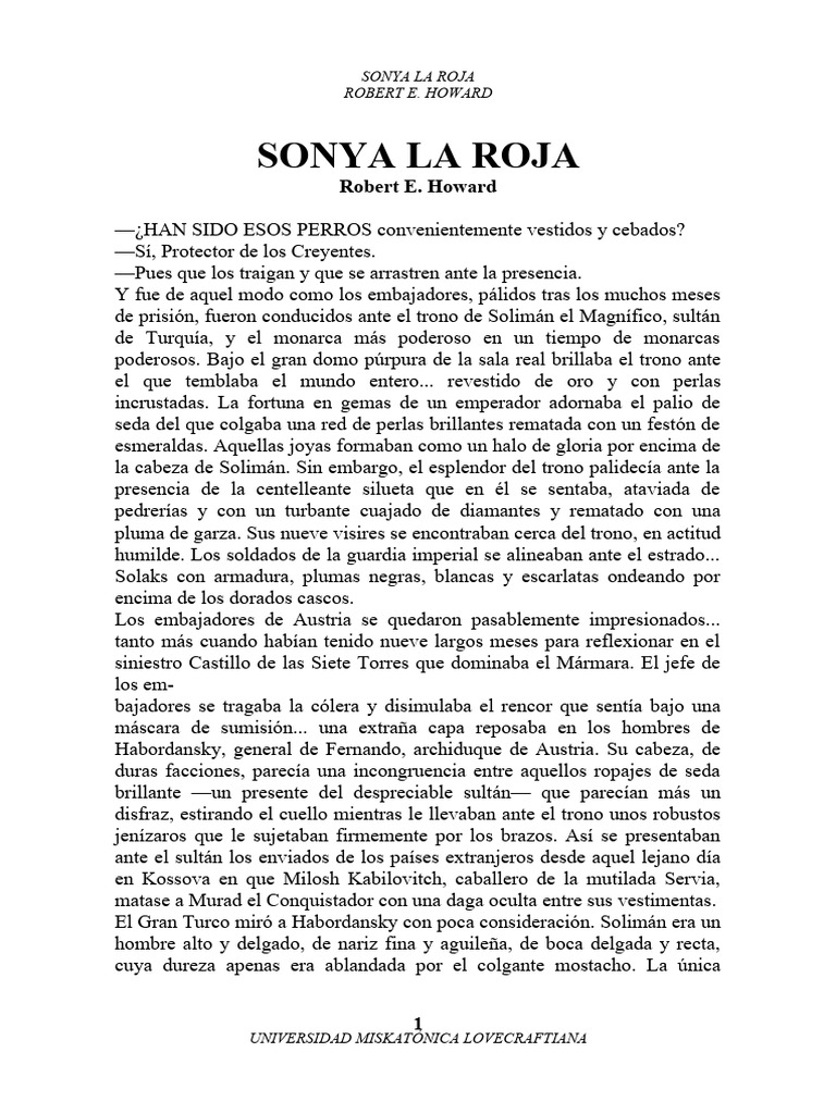 Howard, Robert E - Sonya La Roja | PDF | Caballería