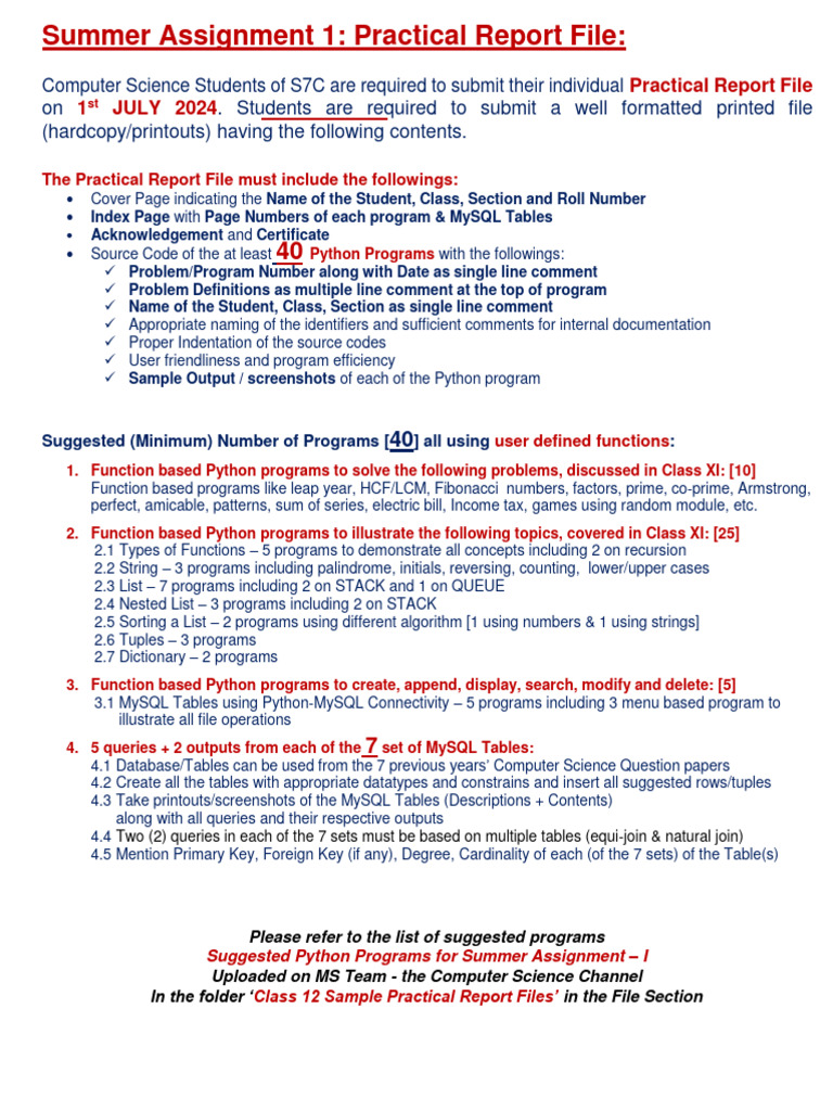 Summer Assignment-1 - S7 - Practical Report File | PDF | Table (Database) | Software Engineering