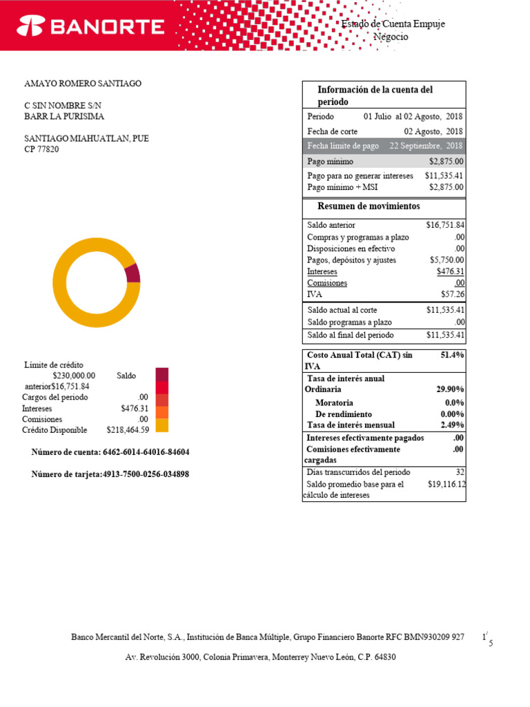 Estado de Cuenta Banorte | PDF | Bancos | Tarjeta de crédito