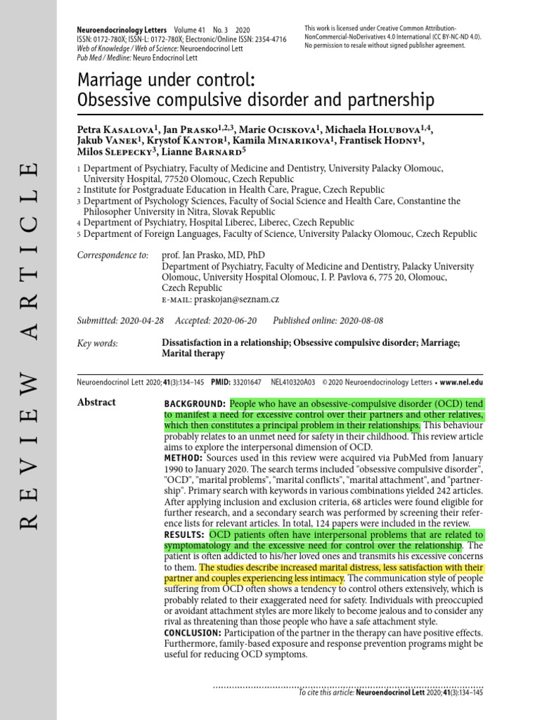 Marriage Under Control Obsessive Compuls | PDF | Obsessive–Compulsive ...