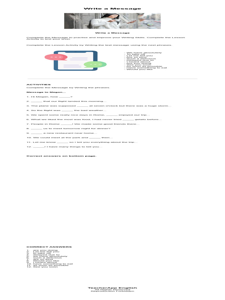 Improve Writing Skills with Message Practice | PDF