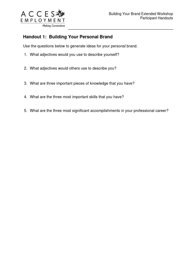Building Your Brand - Client Handout | PDF | Résumé | Computer Network