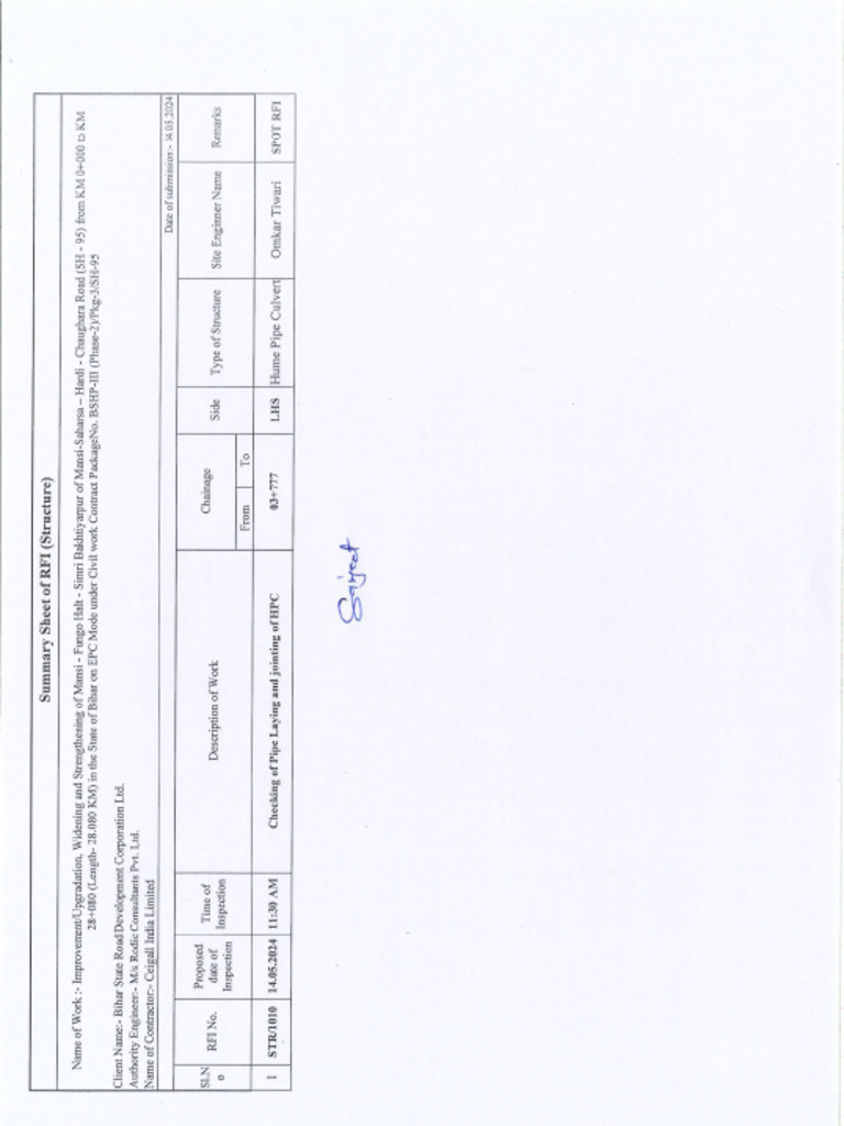 SPOT RFI (Structure) - 14!05!2024 | PDF