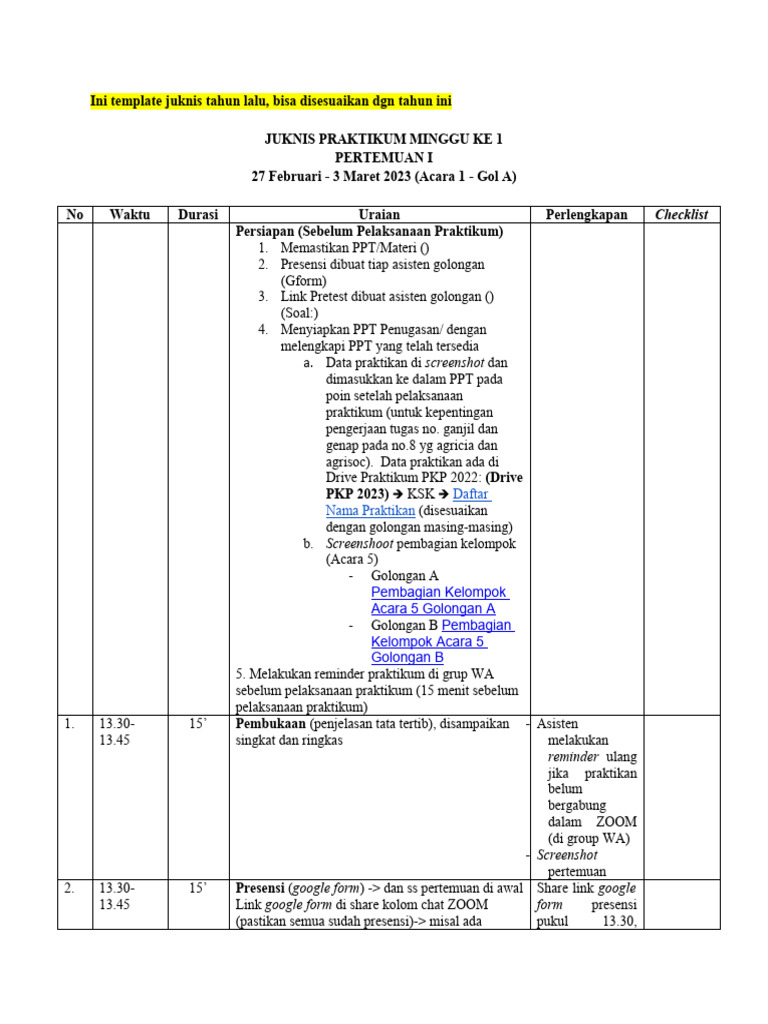 Template Juknis | PDF