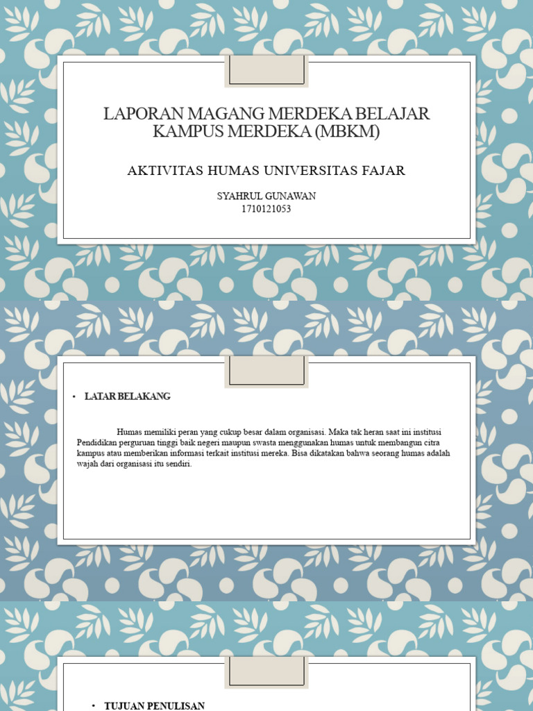 Laporan Magang Merdeka Belajar Kampus Merdeka (MBKM | PDF | Seni