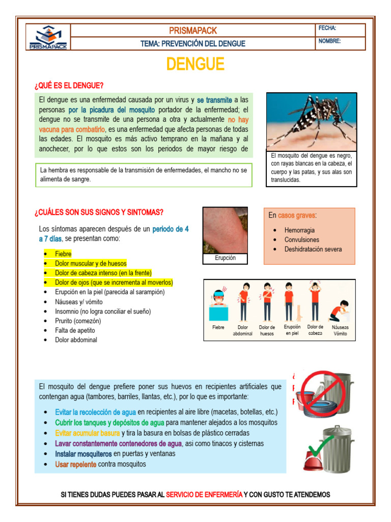 Ficha Informativa Prevención Del Dengue | PDF | Microbiología | Inmunología