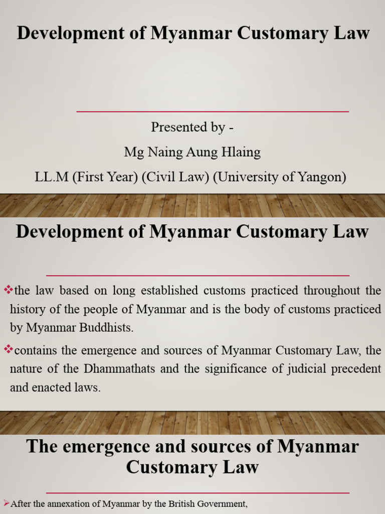 Development of Myanmar Customary Law | PDF | Precedent | Myanmar